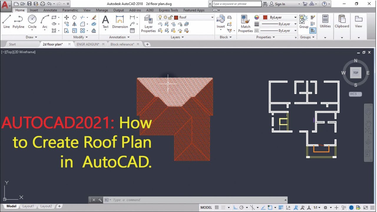 AutoCAD2021: How To Create Roof Plan in AutoCAD Part 1 - YouTube