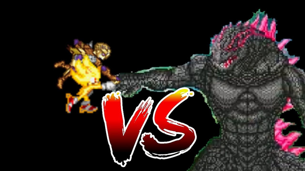 Movie Super Sonic Vs Evolved Godzilla Sprites Fight - YouTube