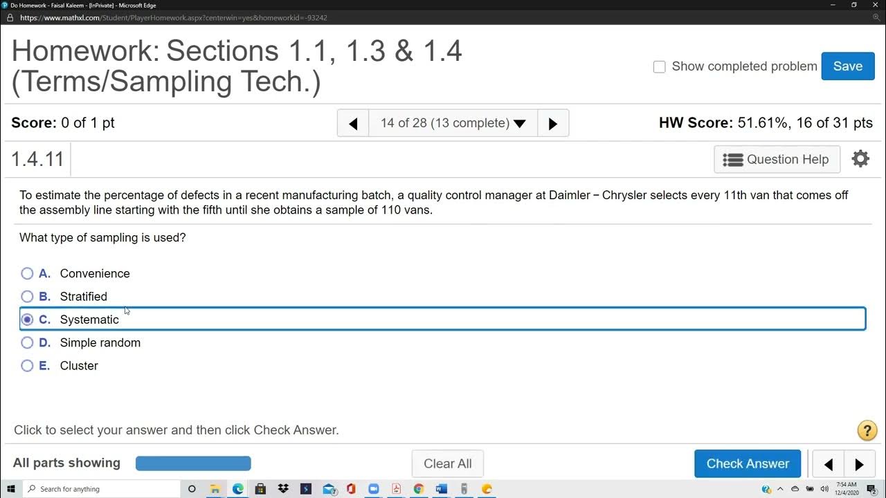 Elementary Statistics Lesson 6B: Sampling Techniques Examples (HW 1 ...