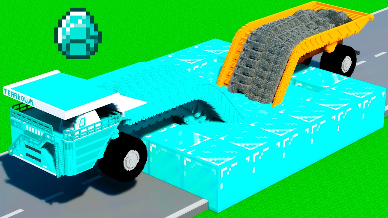 LONG CARS vs DIAMOND Minecraft PORTAL in Teardown - YouTube