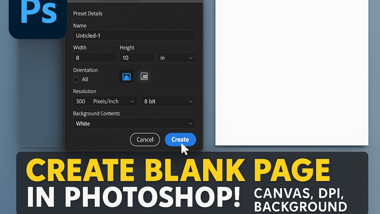 How to Create a New Blank Page in Adobe Photoshop (Set Canvas Size ...