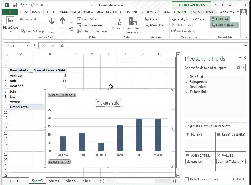 Ticket Sales -Slicer, PivotTable - YouTube