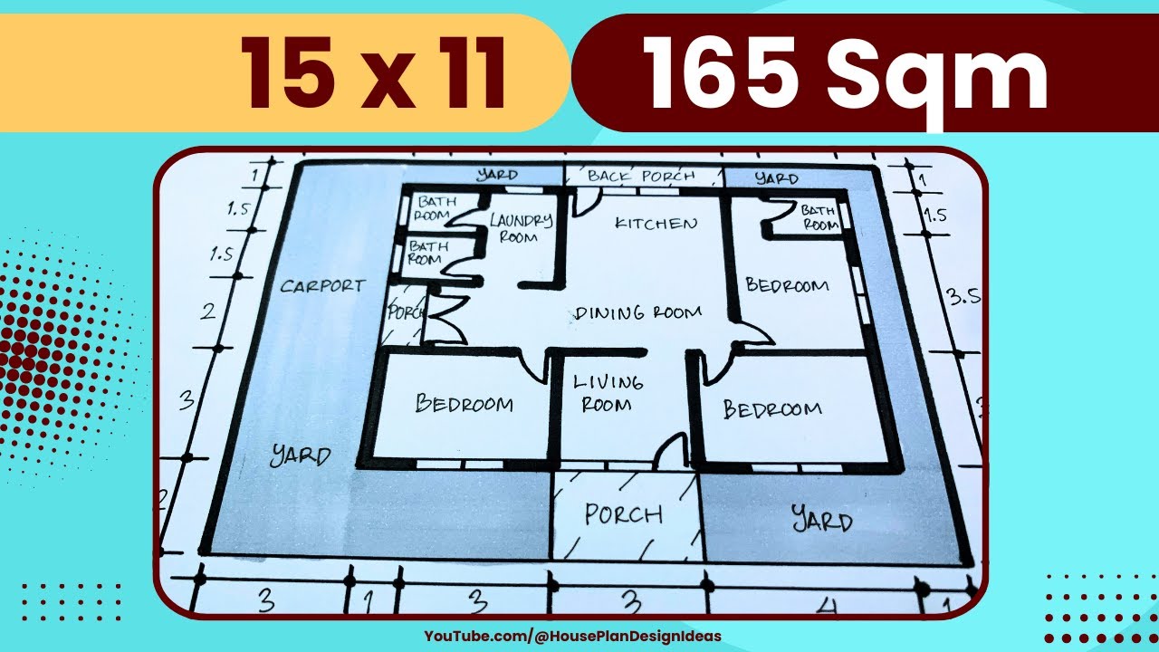 165 square meter House Plan Design 15x11 meters 3 Bedroom - YouTube