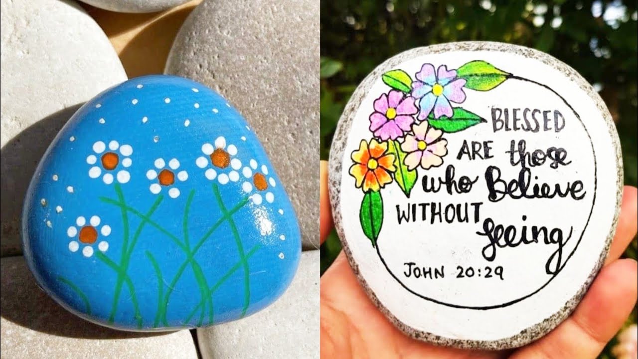 Stunning and best River rock painting ideas - YouTube