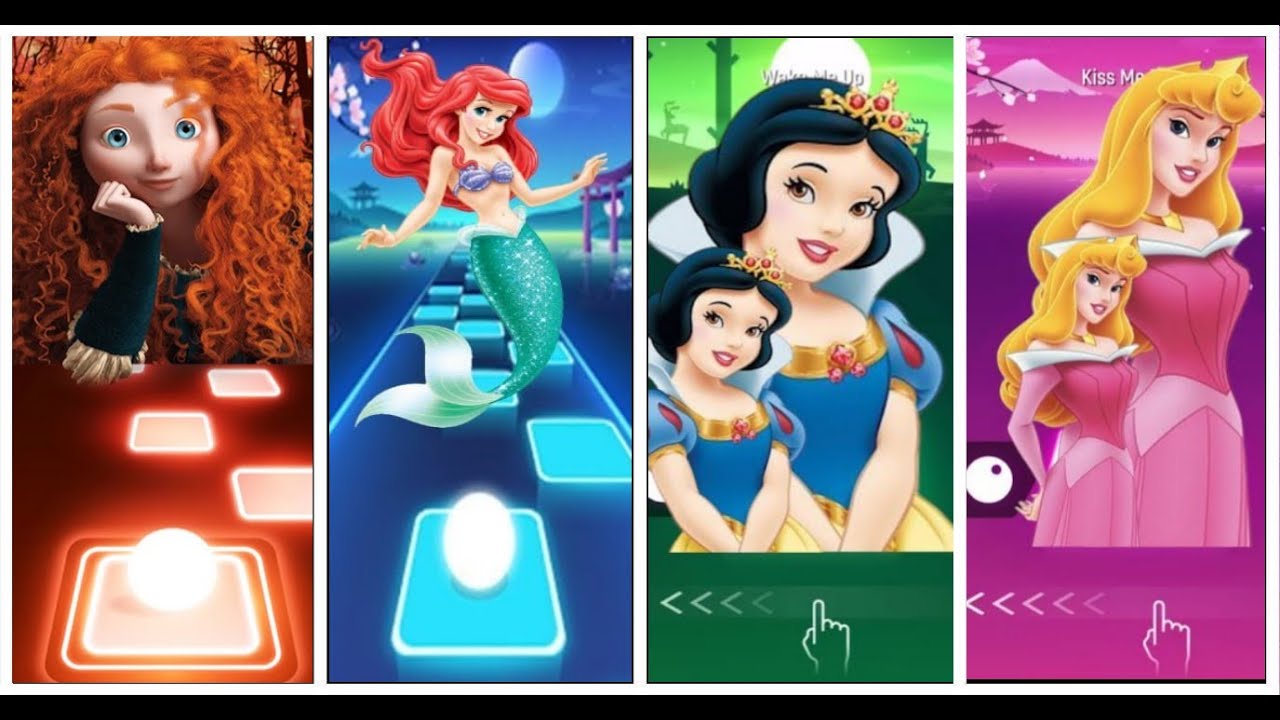 merida vs ariel vs snow white vs aurora Tiles hop edm rush - YouTube