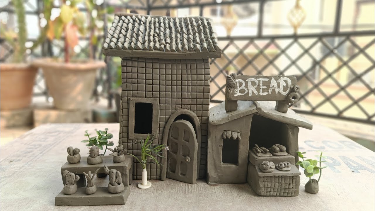 Build most modern miniature Clay House with flowers shop and bakery 🧁 ...