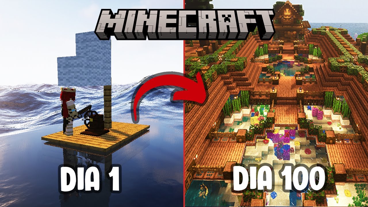 ¡Sobreviví 100 días en una balsa en Minecraft -RAFT en minecraft! - YouTube