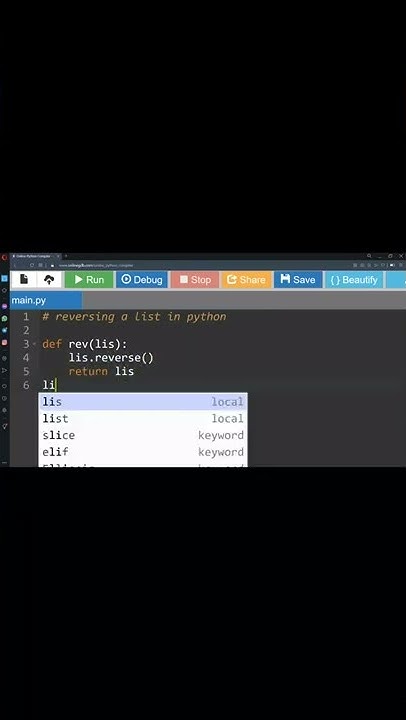 Reversing a List in Python - part 1 - using reverse() - YouTube