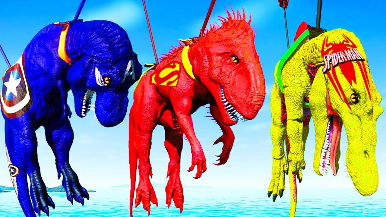 🔴All Dinosaurs Fighting TRex vs IRex Green Dinosaur Indominus Rex Color ...