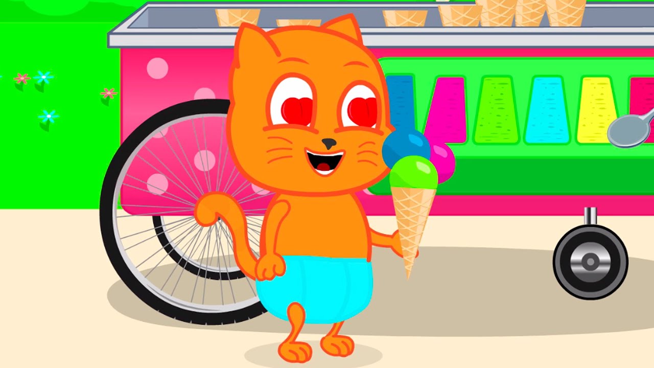 Cats Family in English - Ice Cream Tricks Cartoon for Kids - YouTube