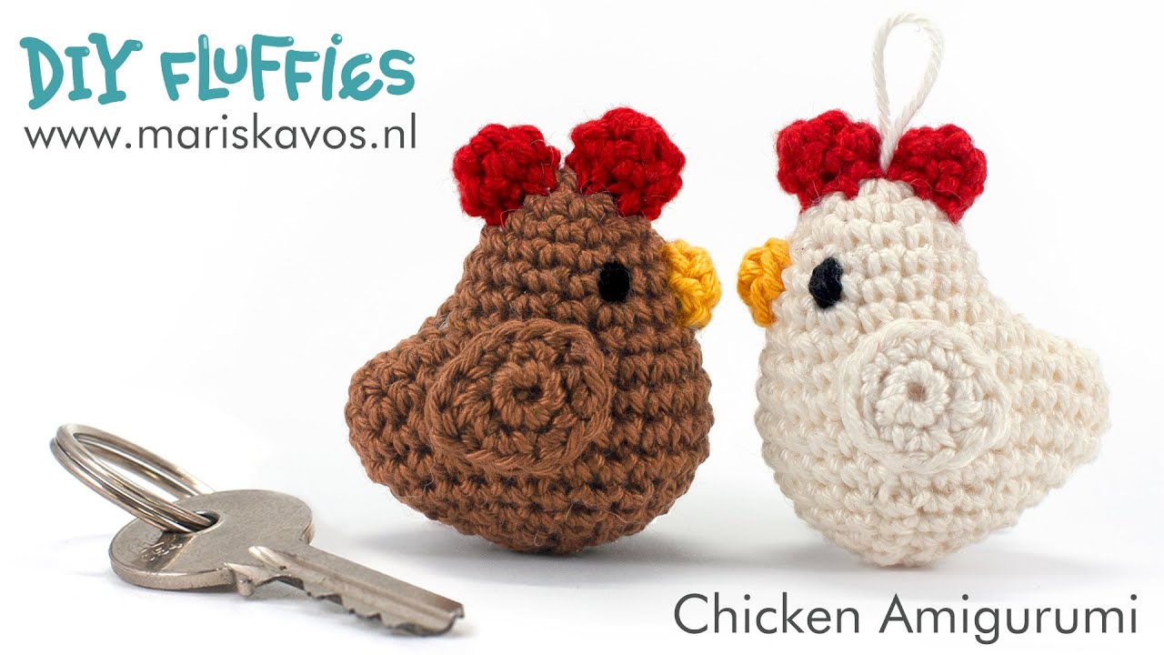 How to crochet a Chicken Amigurumi keychain tutorial - English - YouTube