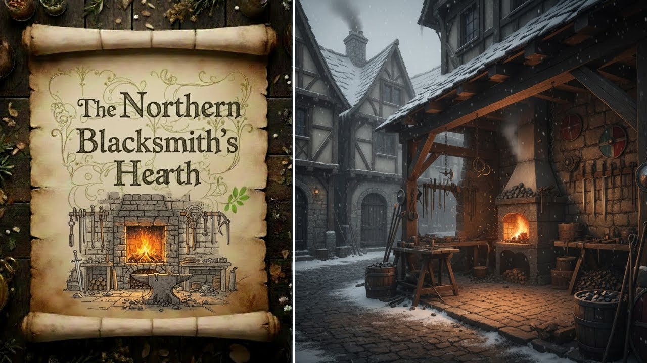 The Northern Blacksmith’s Hearth ⚒️ Winter Forge & Hammering Sounds | 1 ...
