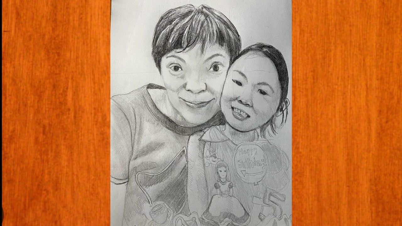 How to draw family pictures in an very easy way Step by Step Tutorial ...