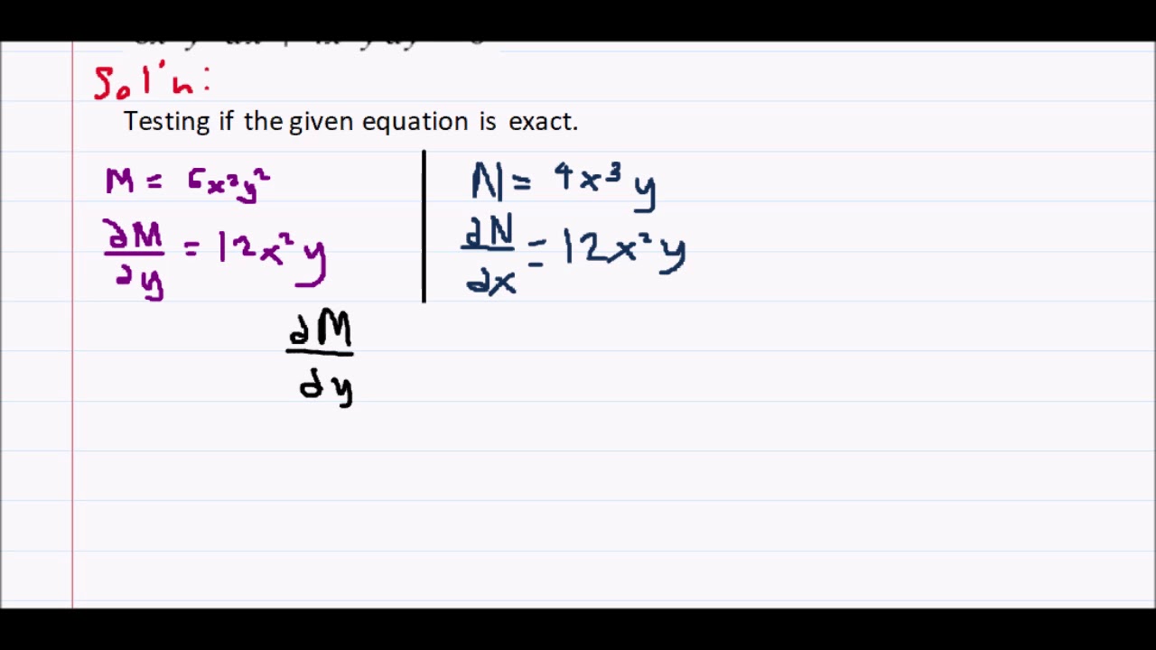 solving exact differential equation #2 - YouTube
