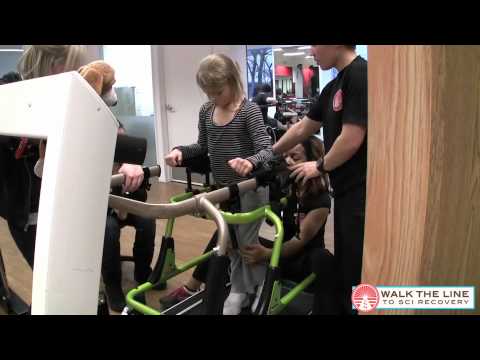 Paraplegic spinal cord injury Child walks on treadmill using Rifton ...