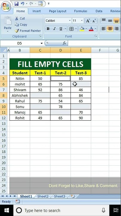 #shorts | Fill empty cells Trick in Excel | - YouTube
