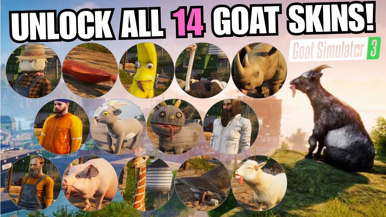 How to UNLOCK ALL 14 GOAT SKINS! Unlock All Goat Skins! Goat Simulator ...