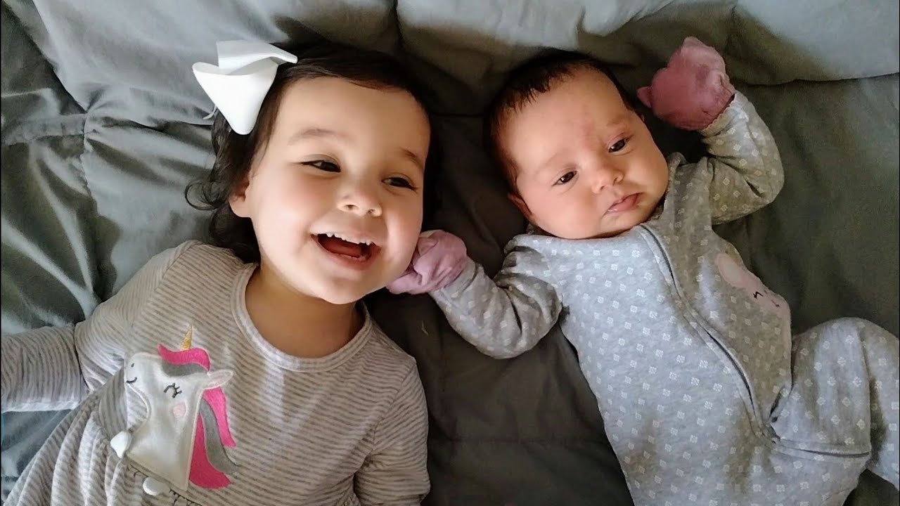 Newborn Ada and Baby Ava Wear Gray 👶🏻🍼 Ada Is 1 Month, Ava Is 2 Years ...