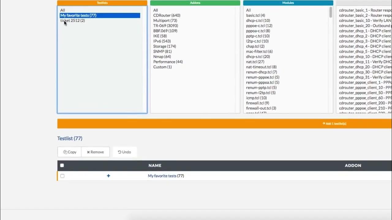 Custom Test Lists In Cdrouter Youtube