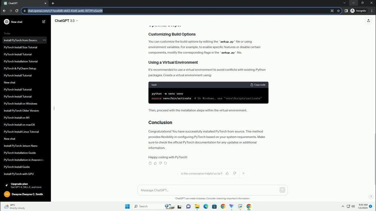 pytorch install source - YouTube