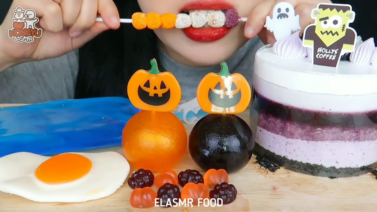 Hongyu ASMR 홍유 - ASMR HALLOWEEN DESSERTS (BITES ONLY) - YouTube