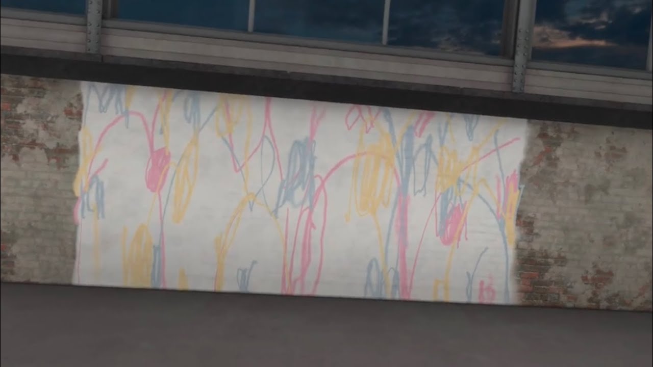 Large abstract expressionist painting study session done in VR with ...
