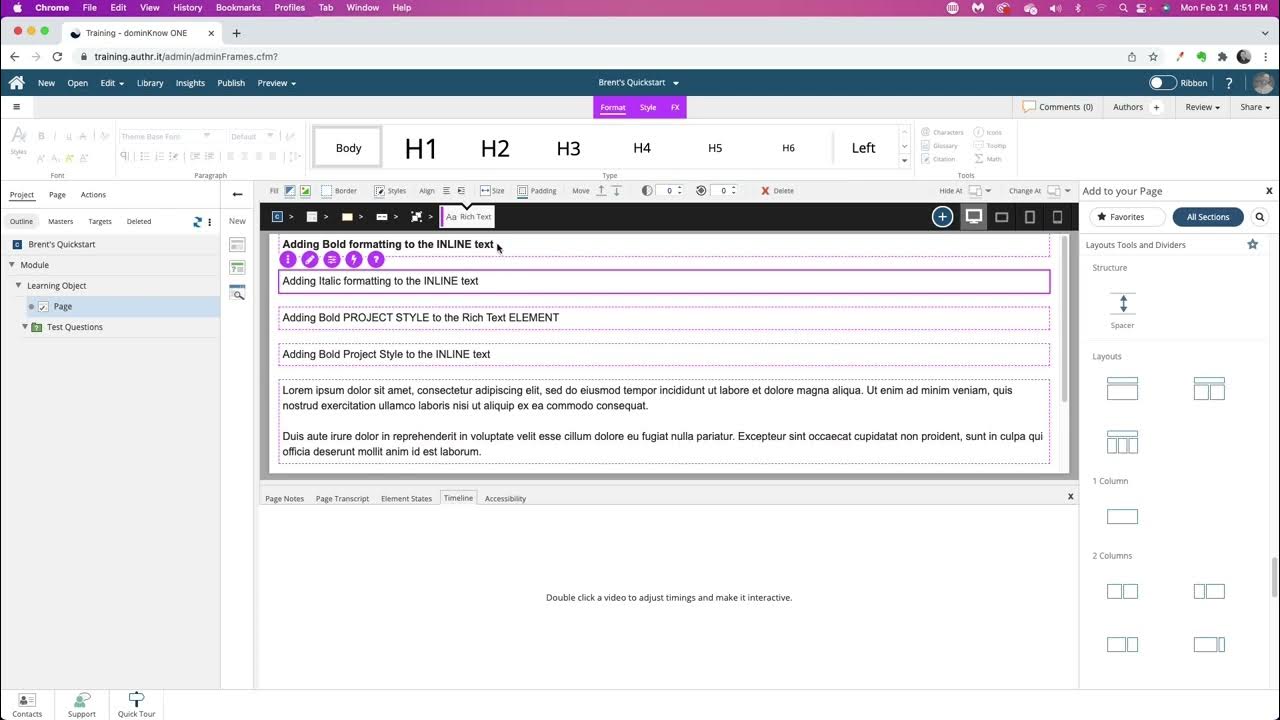 Formatting Rich Text Elements and Inline Text - YouTube