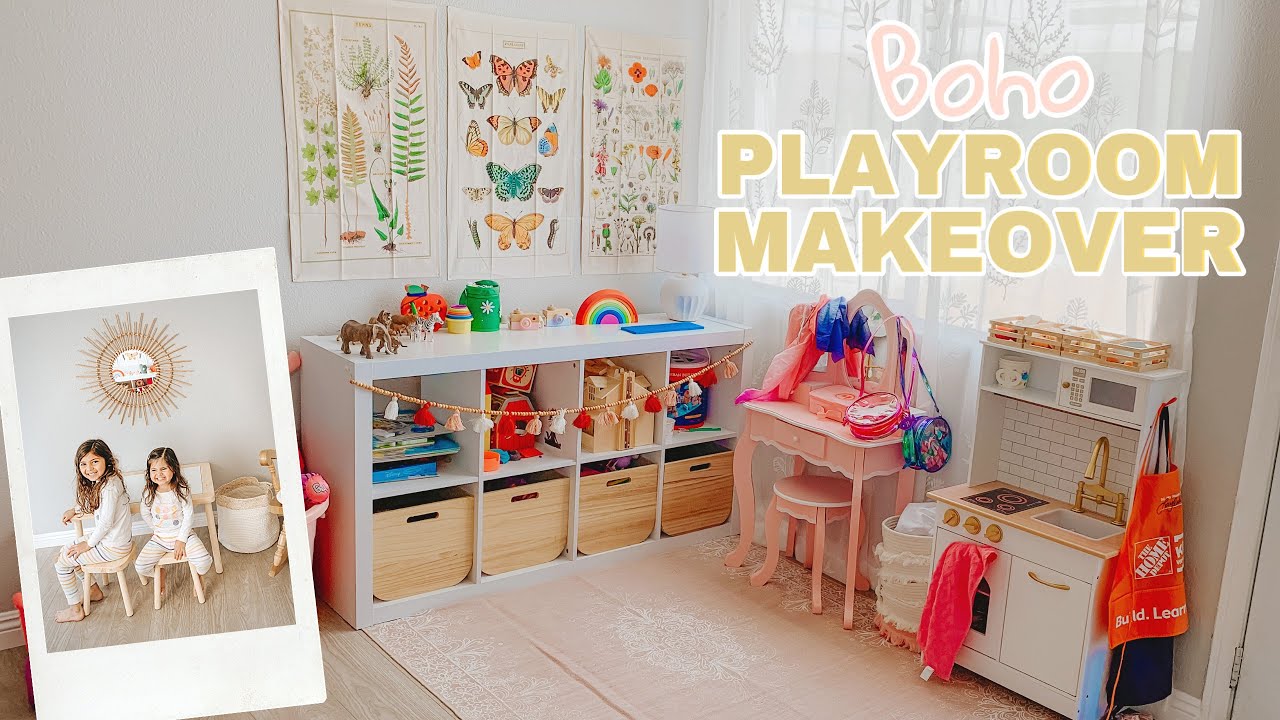 KIDS BOHO PLAYROOM MAKEOVER - YouTube