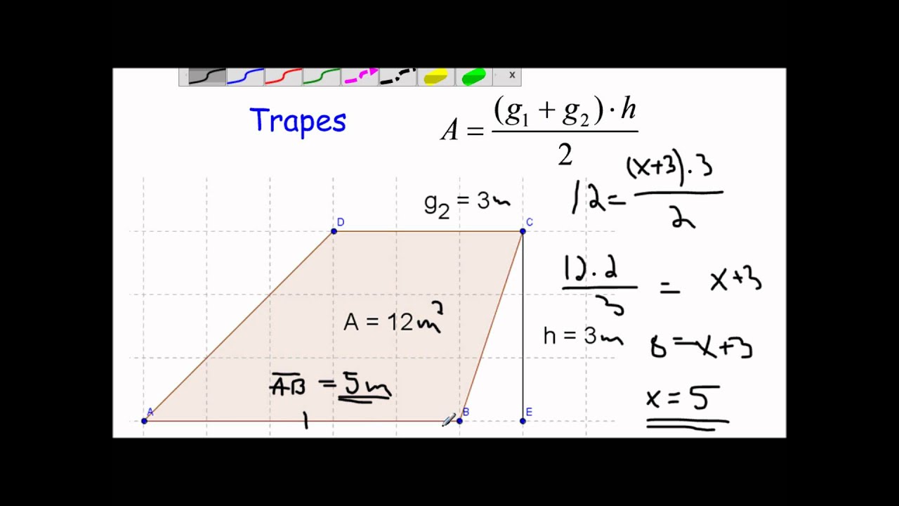 Areal rektangel, parallellogram, trapes, trekant og sirkel - YouTube