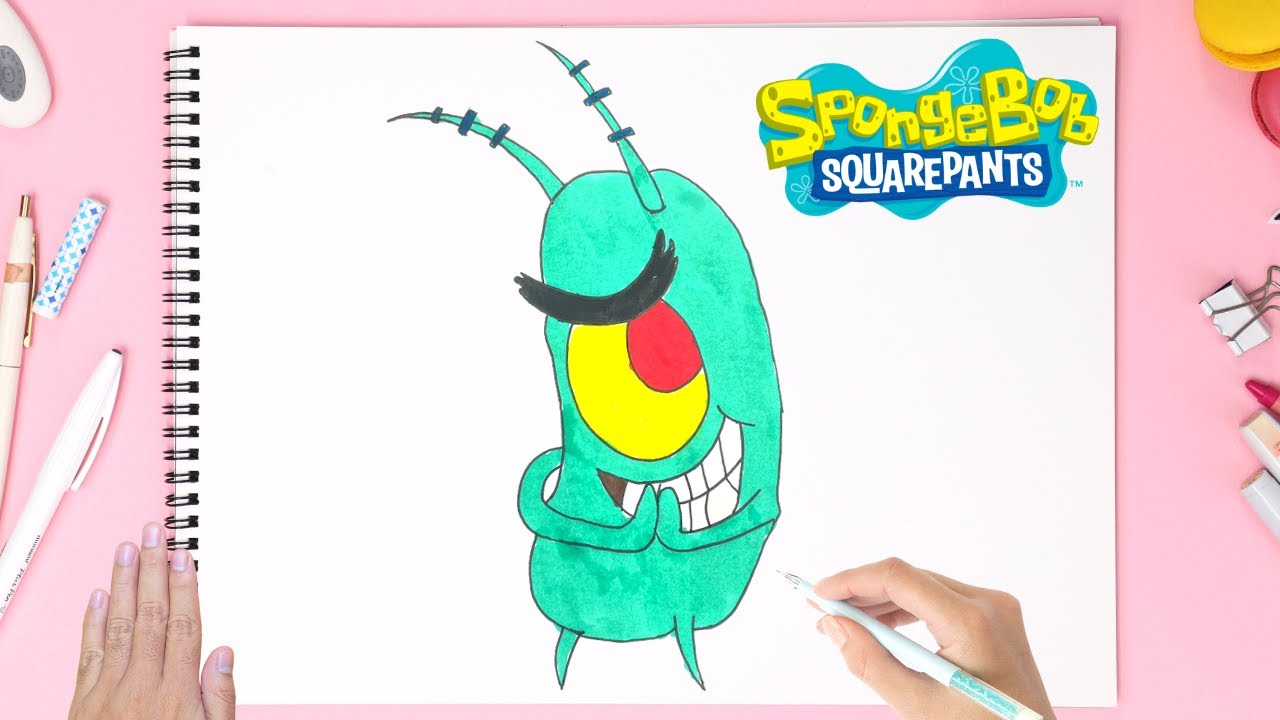 How to Draw Sheldon J. Plankton | SpongeBob SquarePants | Super Easy ...