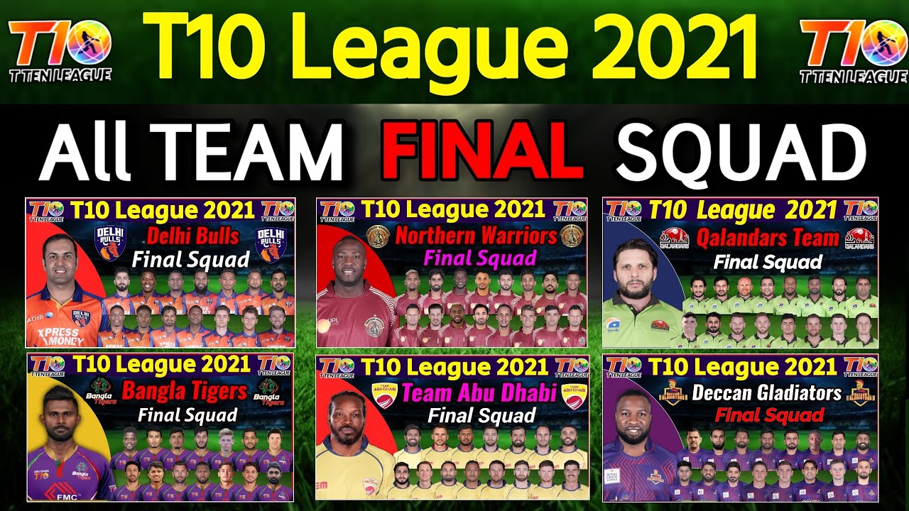 T10 League 2021- All Teams Full & Final Squad | All Teams Squad T10 ...