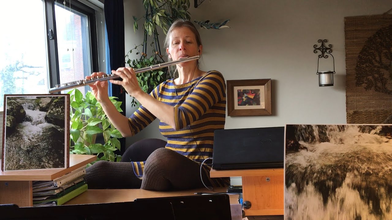 Carrie Rose plays her composition Waterweave for flute and water sounds ...