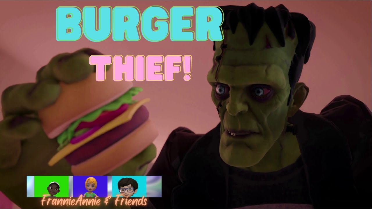 FrannieAnnie encounters a burger thief | Harvey the Green Monster ...