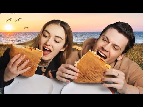 🌮 ДОНЕР кебаб с Курицей и ТАН 🥛 МУКБАНГ еда асмр итинг ШАУРМА @kushat ...