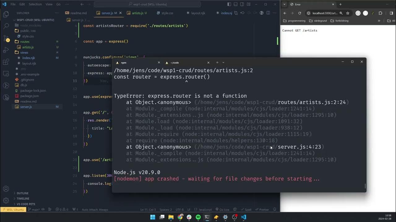 Webbserverprogrammering 1 - CRUD + REST - Artister en resurs - YouTube