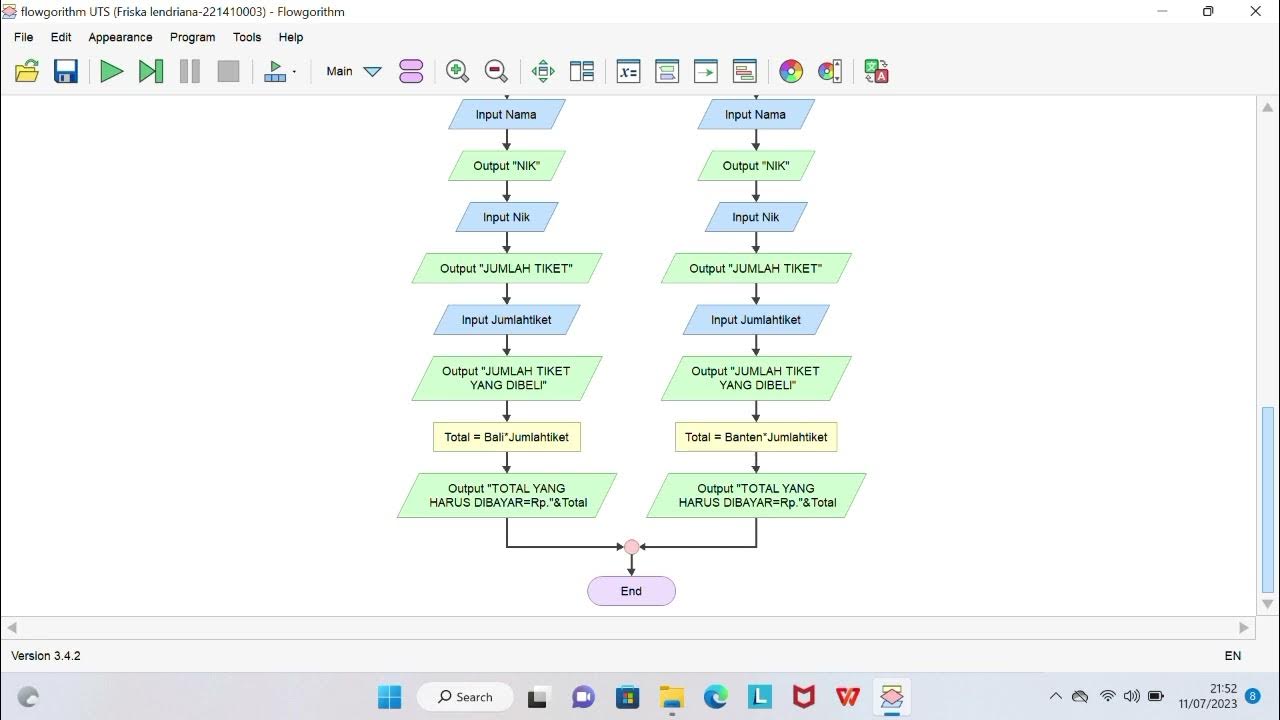 cara penggunaan aplikasi FLOWGORITHM dan PYTHON (pemesanan tiket pesawat) - YouTube