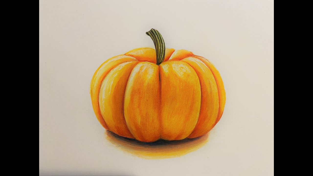 How To Draw And Shade Orange Pumpkin With Colored Pencils - YouTube