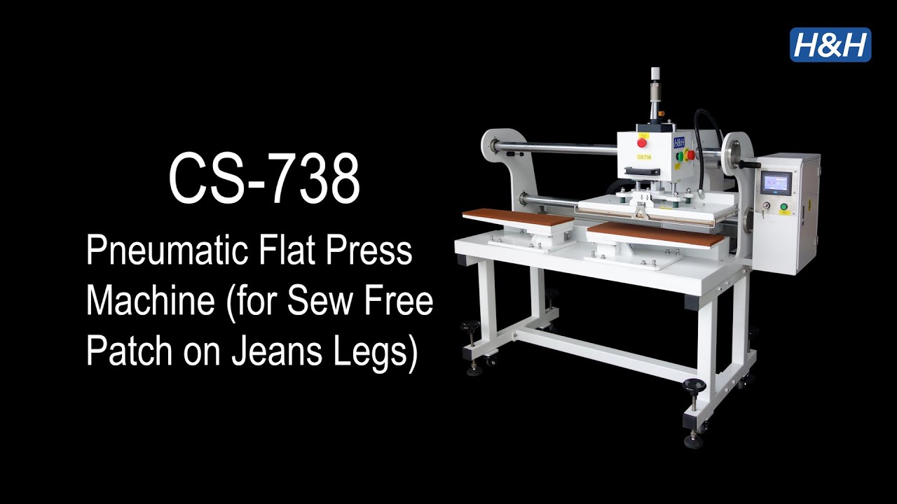 H&H Model CS-738 Pneumatic Flat Press Machine (For Sew Free Patch on ...