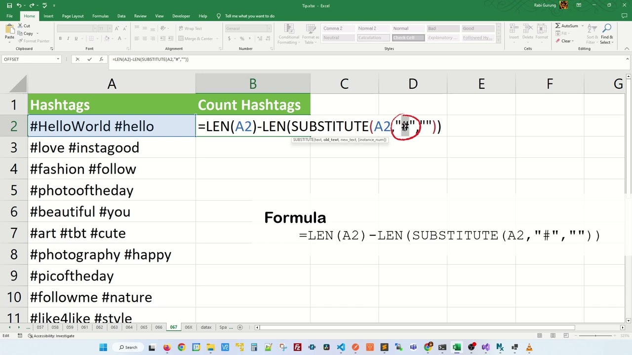 Count How Many Times A Character Appears In A Cell Excel Tips And Count How Many Times A Character Appears In A Cell Excel Tips And