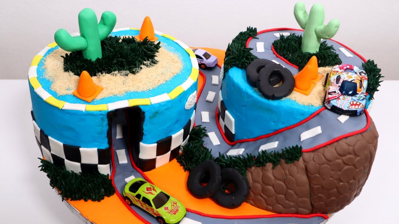 Easy Racing track cake idea (Car cake idea) - YouTube