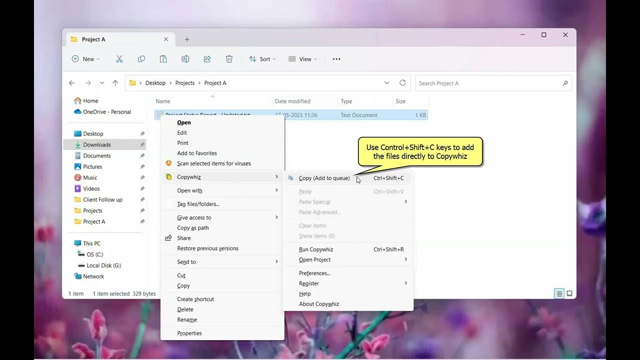 Windows: Copy content of a file to another file keeping file names intact using Copywhiz - YouTube