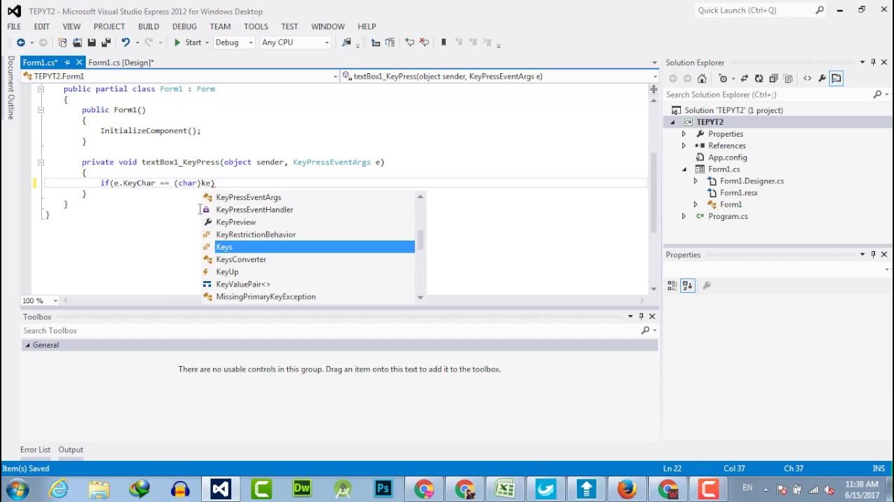 068 - Detect keys in KeyPress Event Handler Csharp - YouTube