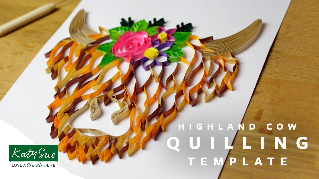 Highland Cow Paper Quilling Template - YouTube