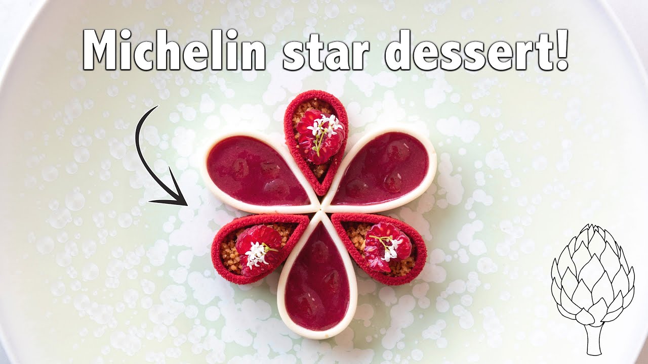 Michelin star dessert | White chocolate, raspberry & champagne - YouTube