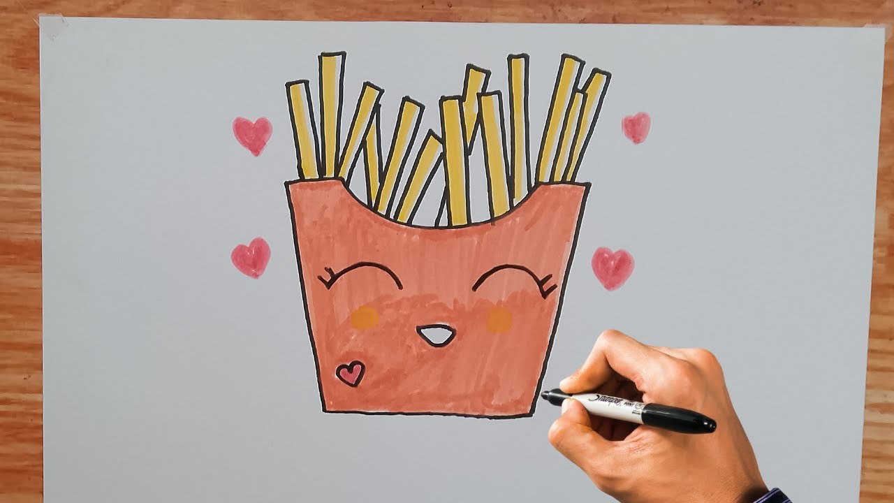 How to Draw Cute French Fries - Easy Step-by-Step Tutorial for ...