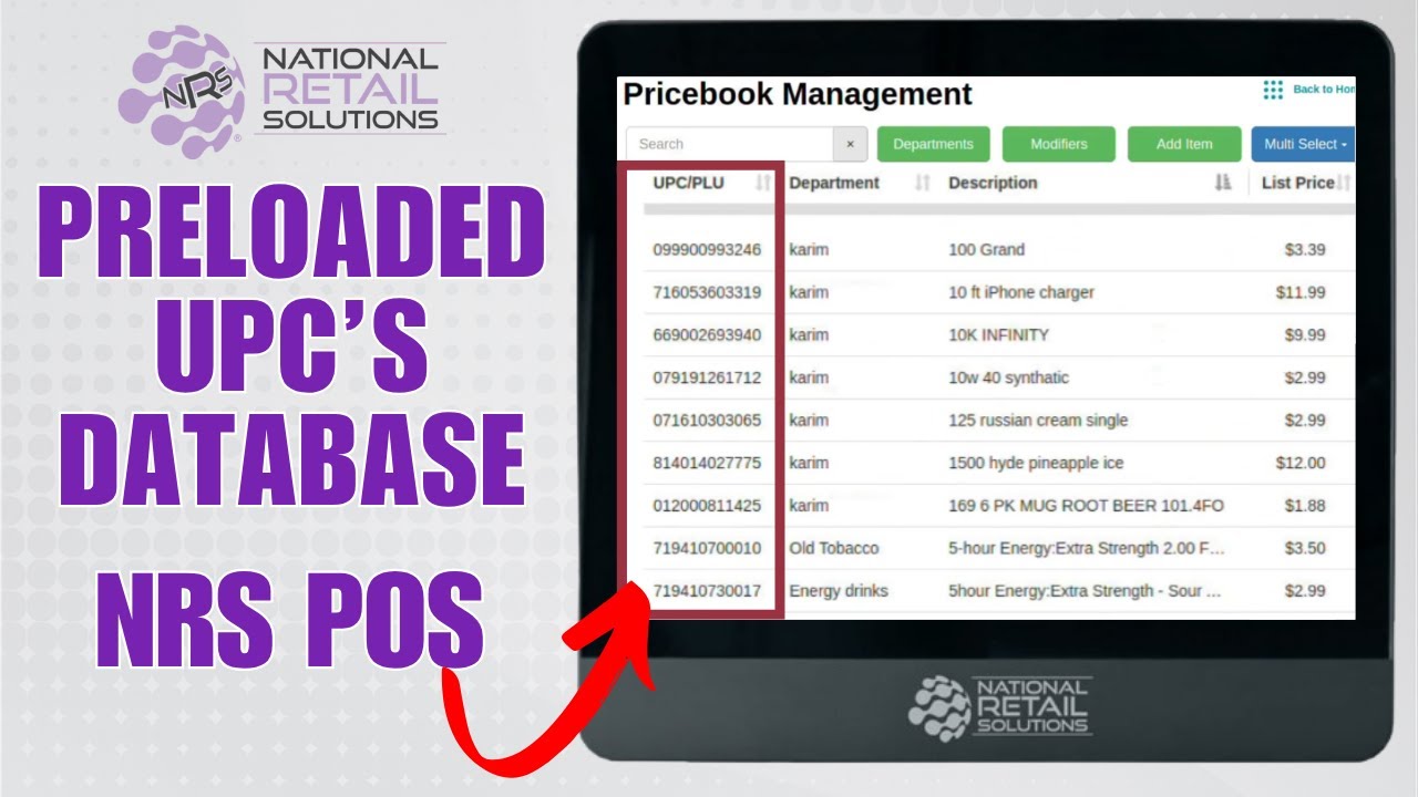 NRS POS Preloaded UPC's Database Tutorial - YouTube