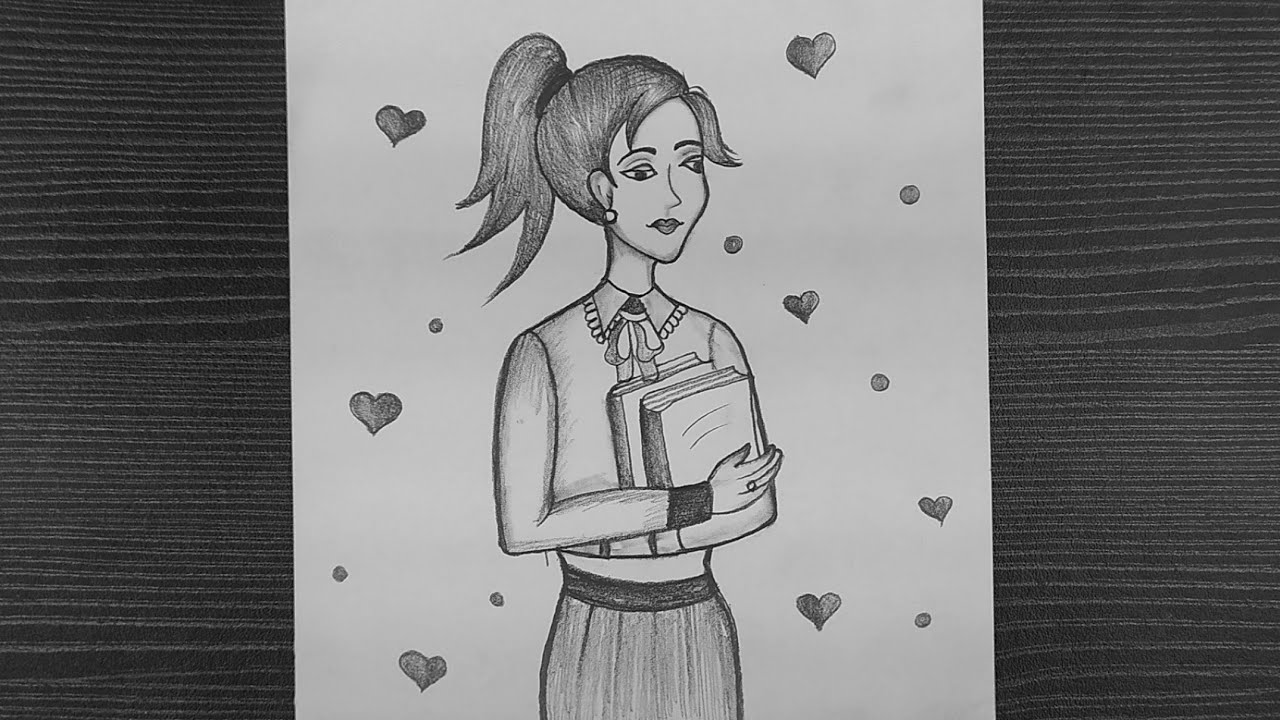 How To Draw Beautiful Girl Teacher || Teacher's Day Special Drawing ...