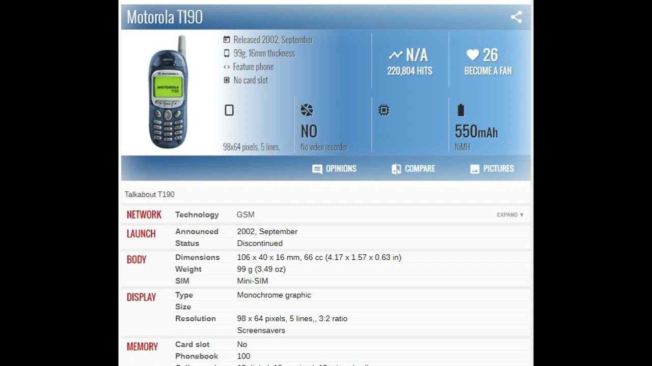 Motorola T190 PRICE AND SPECIFICATION - YouTube