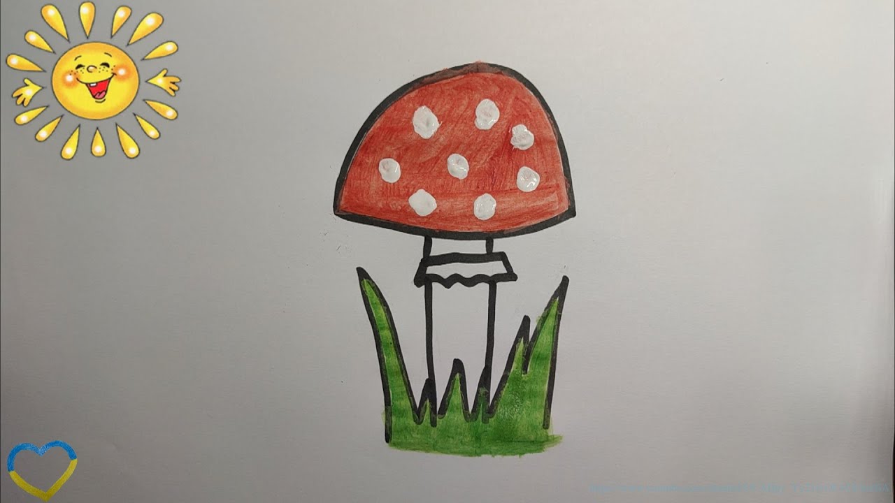 Як намалювати простий малюнок ОСІНЬ ГРИБ МУХОМОР Simple Drawing Step By