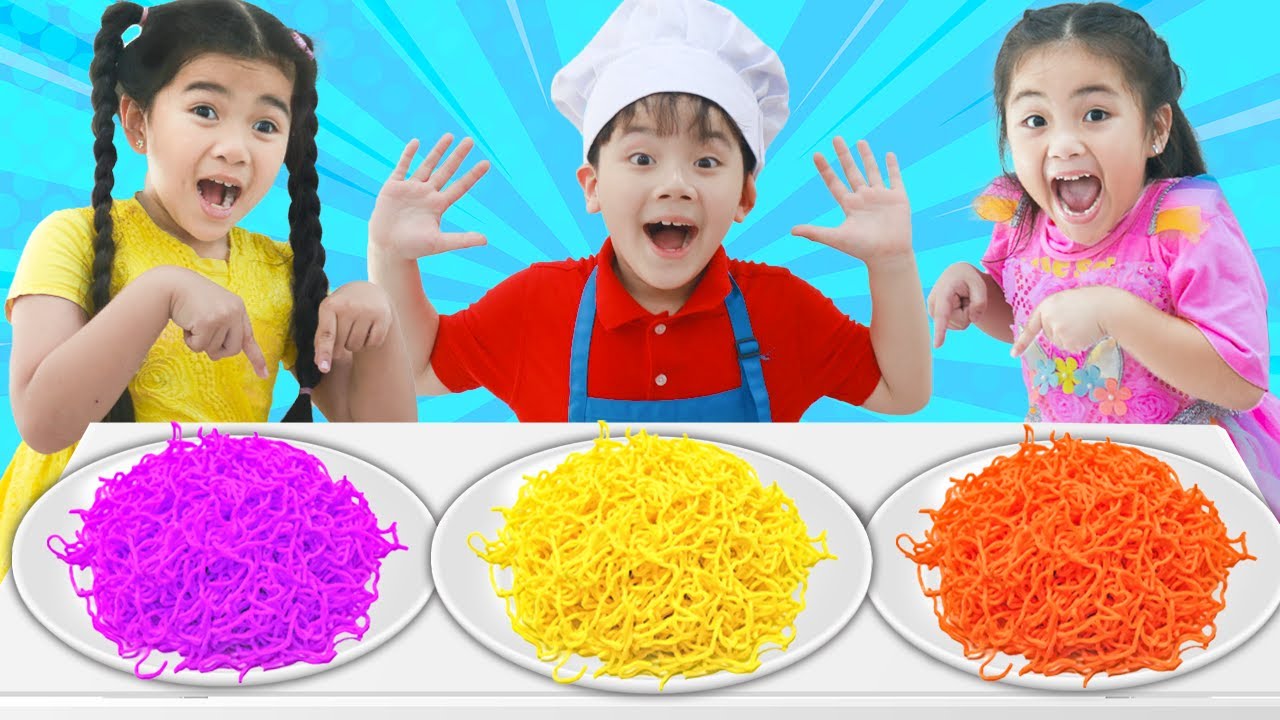 Preparing Colored Noodles for Kids with Suri Annie and Sammy | Food ...